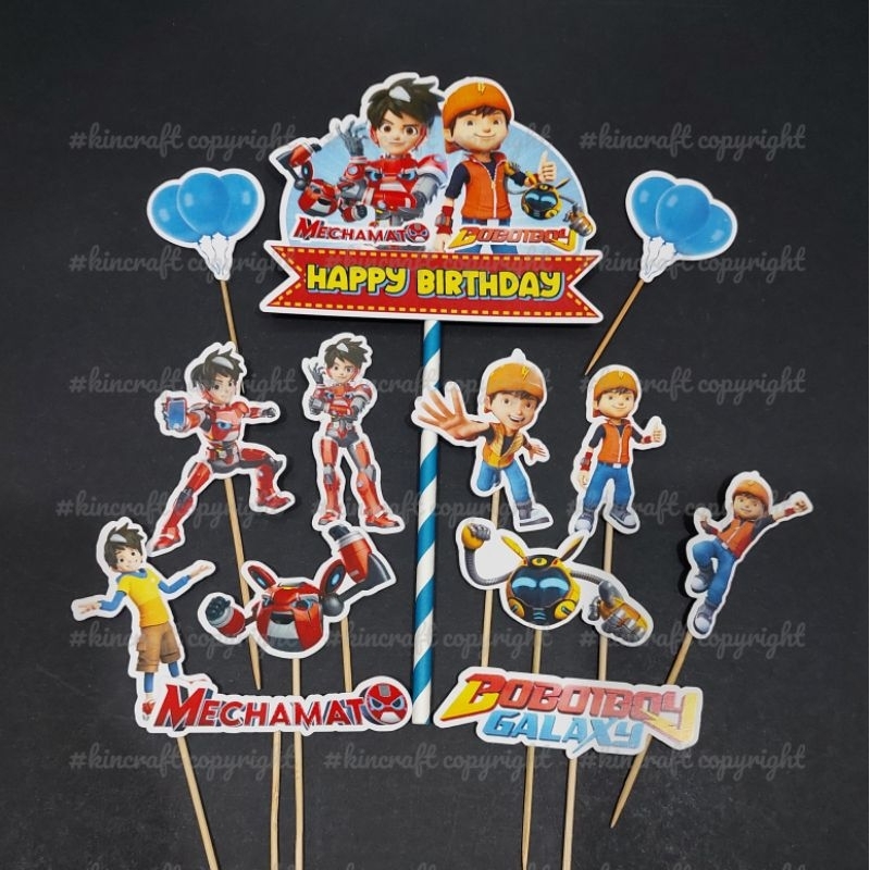 [Hot Item] Cake Topper Birthday - Mechamato + Boboiboy | Shopee Malaysia