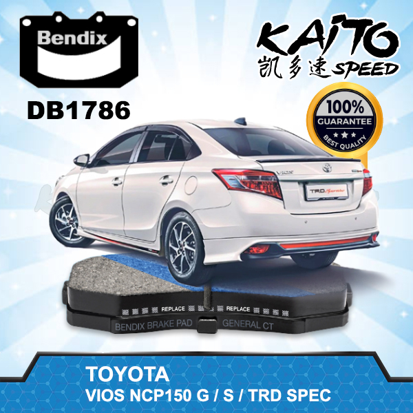 Bendix Rear Brake Pad DB1786 Toyota Vios NCP150 G / S / TRD Spec 2014 ...