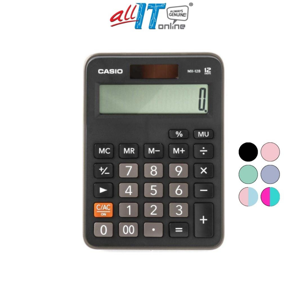 Casio MX-12B 12-Digit Calculator (Black/Green/Pink/Light Blue/Pink&Light Blue/Green&Red ...