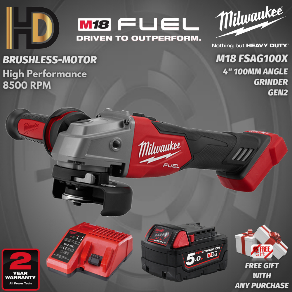 Milwaukee M18 FSAG100X Fuel 4" 100MM Angle Grinder GEN2 / Brushless ...