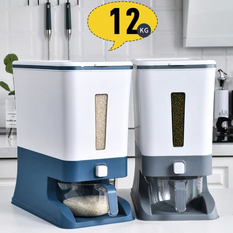 Bekas Simpan Beras 12KG PRO Automatic Rice Dispenser with Rinsing Cup ...