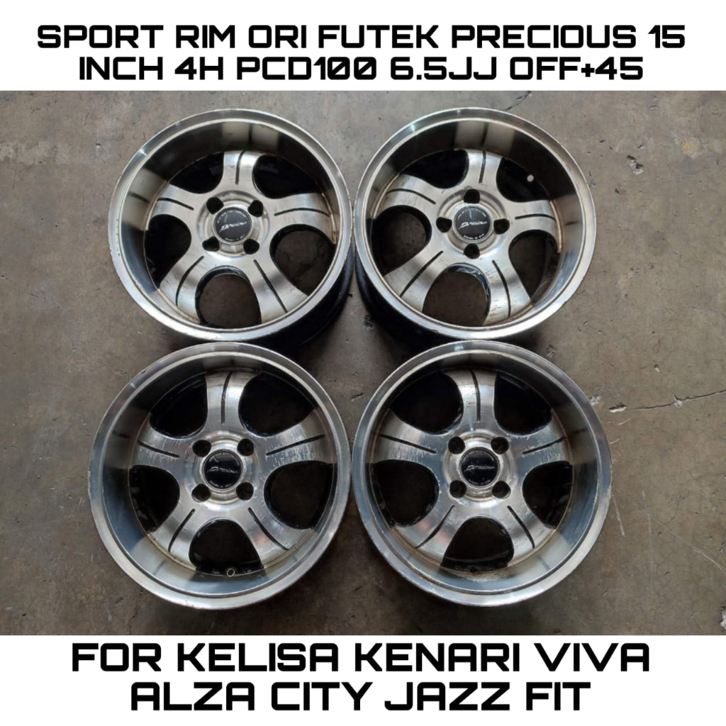 Sport Rim Futek Precious 15 Inch 4H PCD100 6.5jj Off+45 For Jazz Fit ...