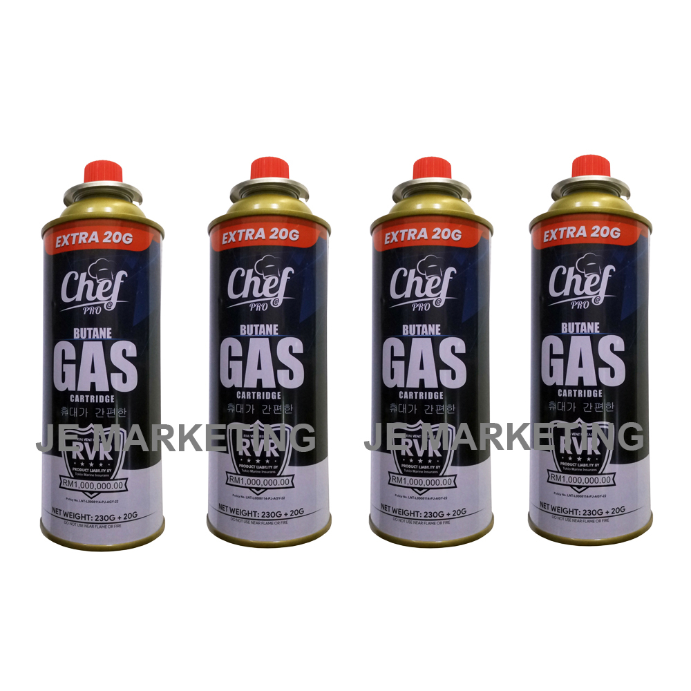 CHEF PRO BUTANE GAS CARTRIDGE (4 BOTTLE) | Shopee Malaysia