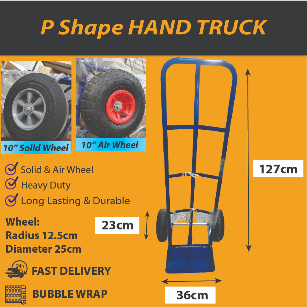 Hand Truck 2 Wheel Trolley With 10" Air Wheel / With 10" Solid Wheel ...