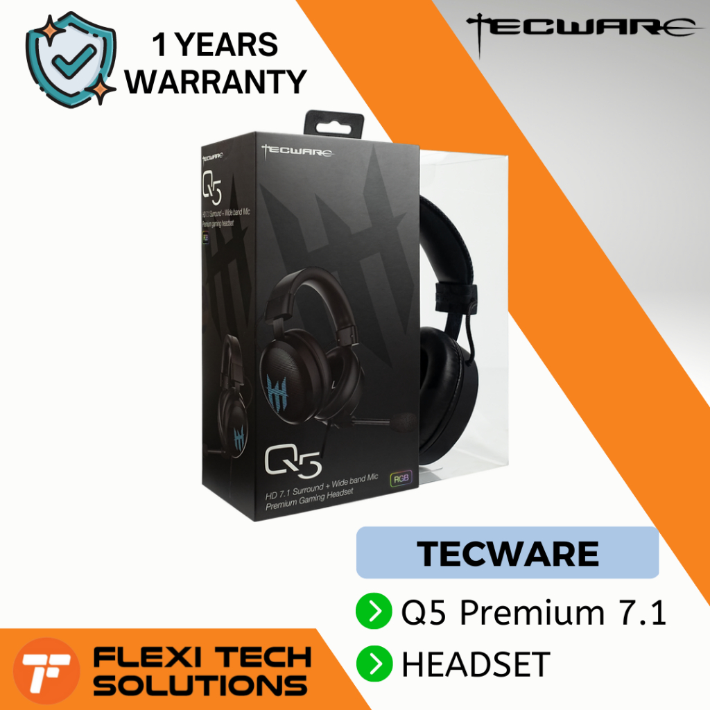 Flexi Tech TECWARE Q5 Premium 7.1 RGB Gaming Headset Detachable ...
