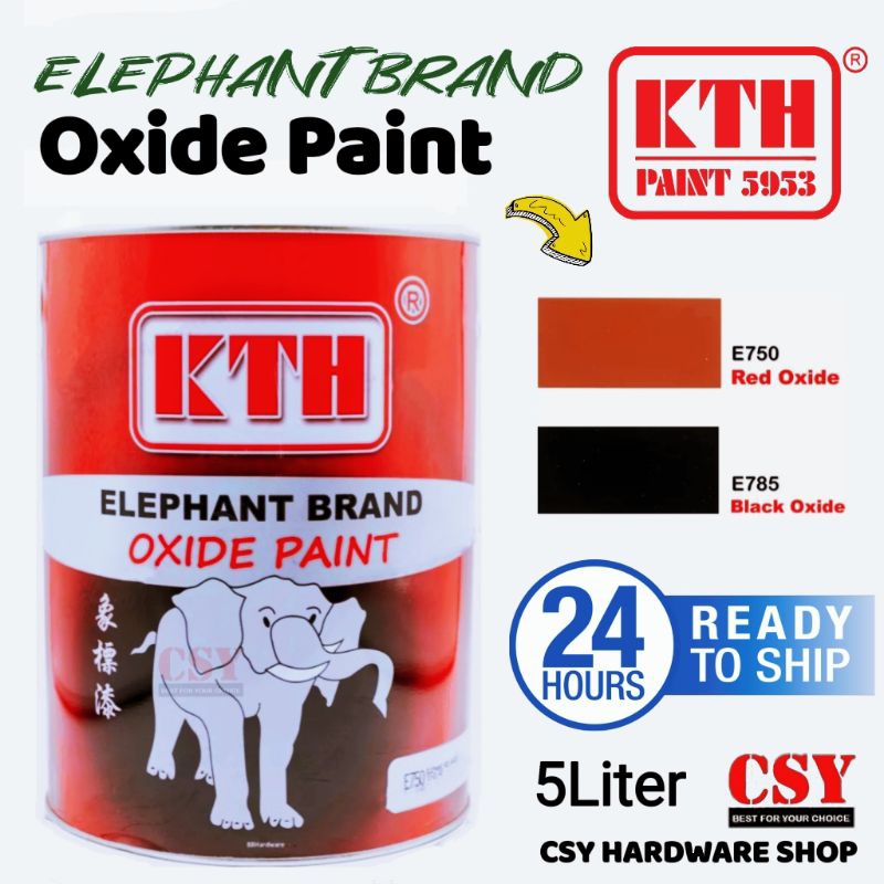 KTH Elephant Oxide Paint 5Liter / Cat Anti Karat / Cat Besi / Hitam ...