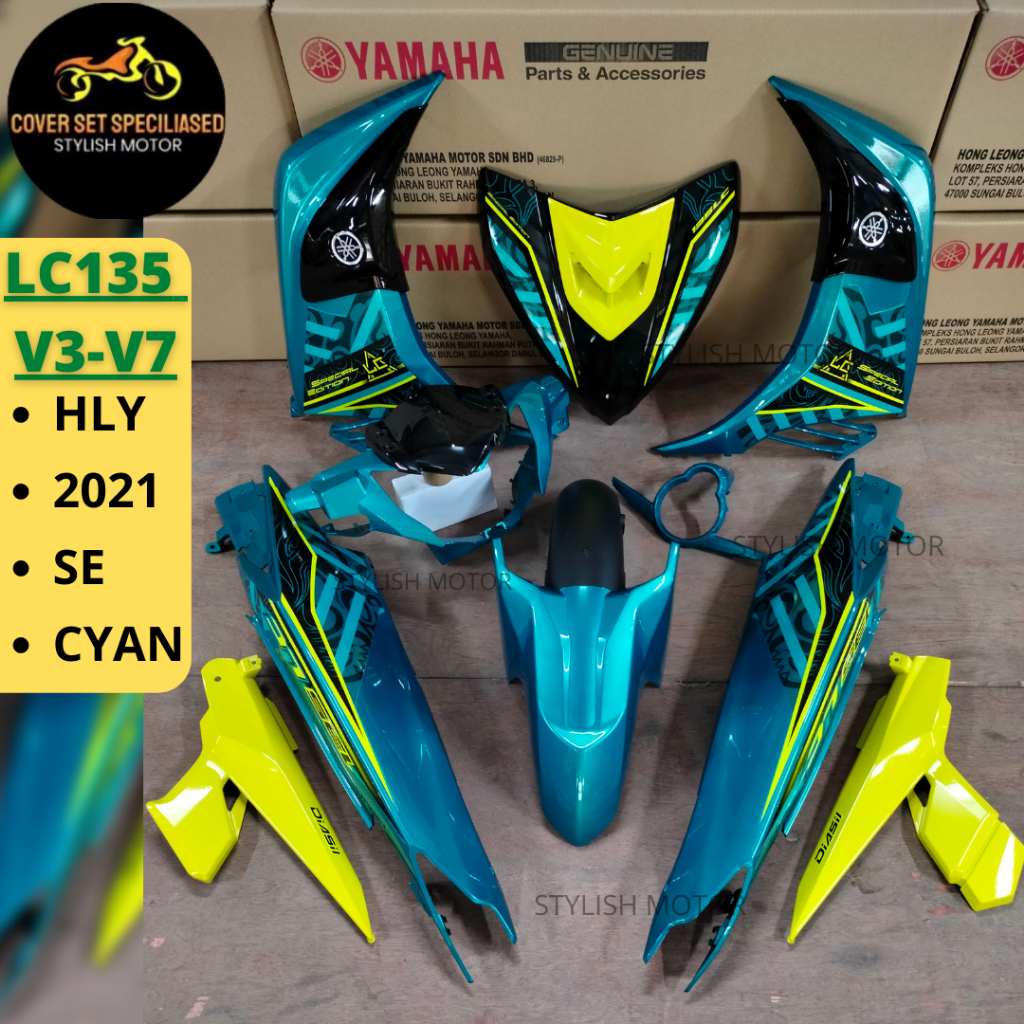 HLY ORIGINAL YAMAHA COVERSET LC135 V3/V4/V5/V6/V7 2021 SE CYAN SIAP ...