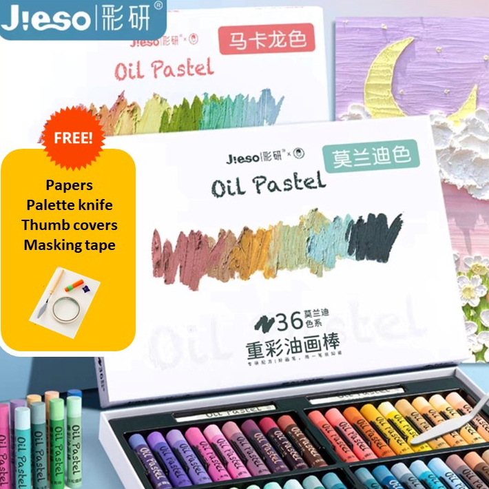Jieso soft oil pastel 彩研油画棒 soft crayon 24/36/48 Macaron Morandi ...