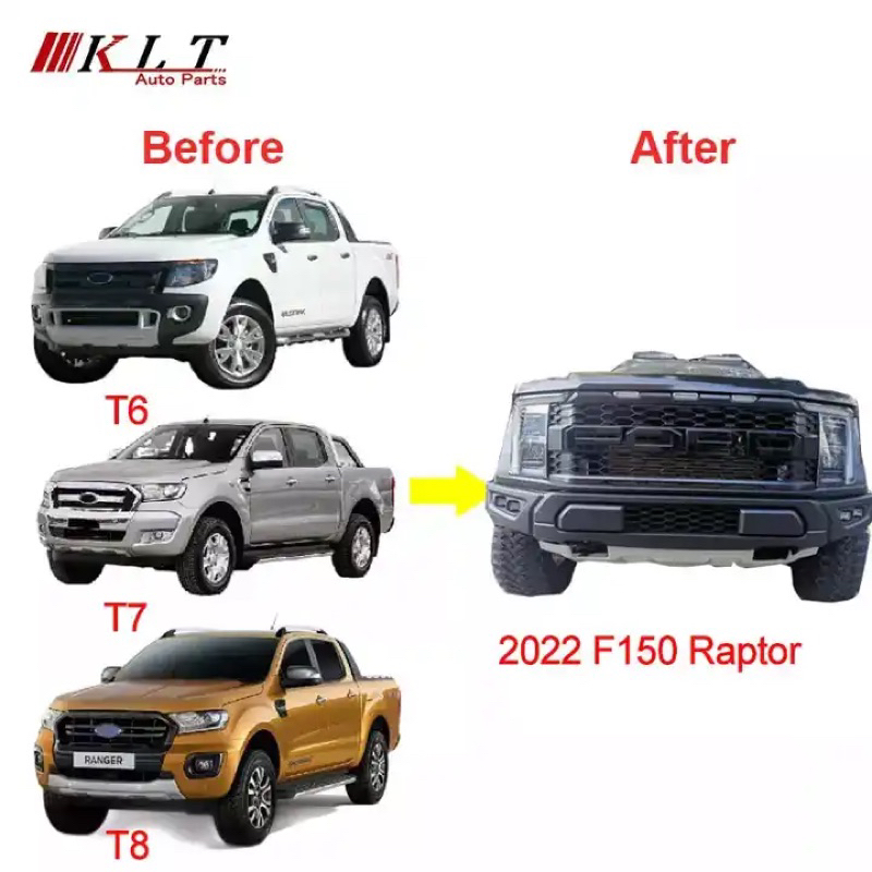 Ford ranger T6 T7 T8 convert T9 2023 F150 bodykit body kit bumper grill ...