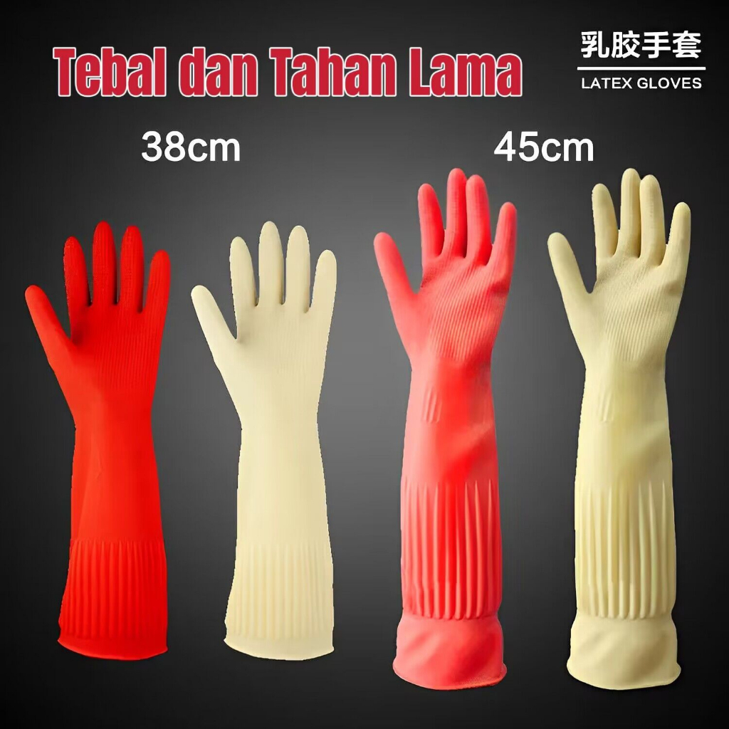【38-45CM】Thickened Lengthened Korea Cleaning Gloves Dishwashing Rubber ...