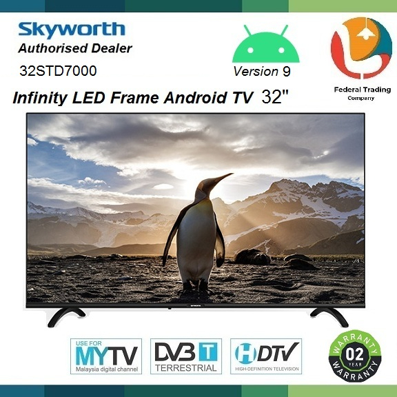 Skyworth 32STD7000 Android 9 Digital TV LED Television (Infinity Screen ...