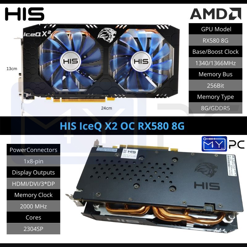 *Ready stock AMD HIS IceQX2 OC RX580 8G GDDR5 Graphic card GPU | Shopee Malaysia