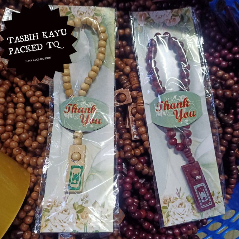 Tasbih kayu 33 biji dalam plastik warna coklat putih hitam maroon ...
