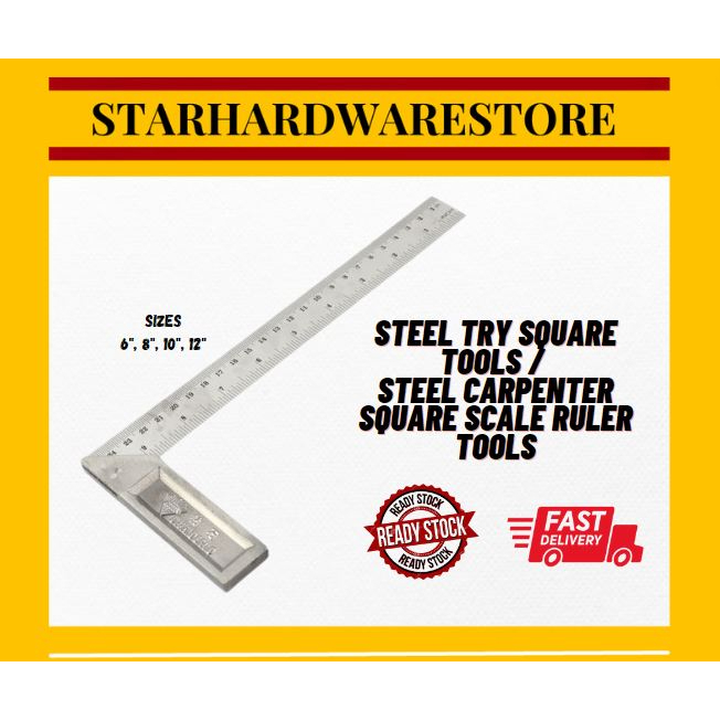 Steel carpenter Square Scale Ruler Tool/ TRY SQUARE/ PEMBARIS BESI L ...