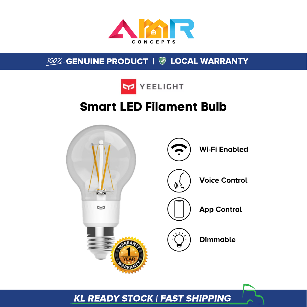 Yeelight Smart LED Vintage Filament Light Bulb YLDP12YL 700 Lumen 2700K ...