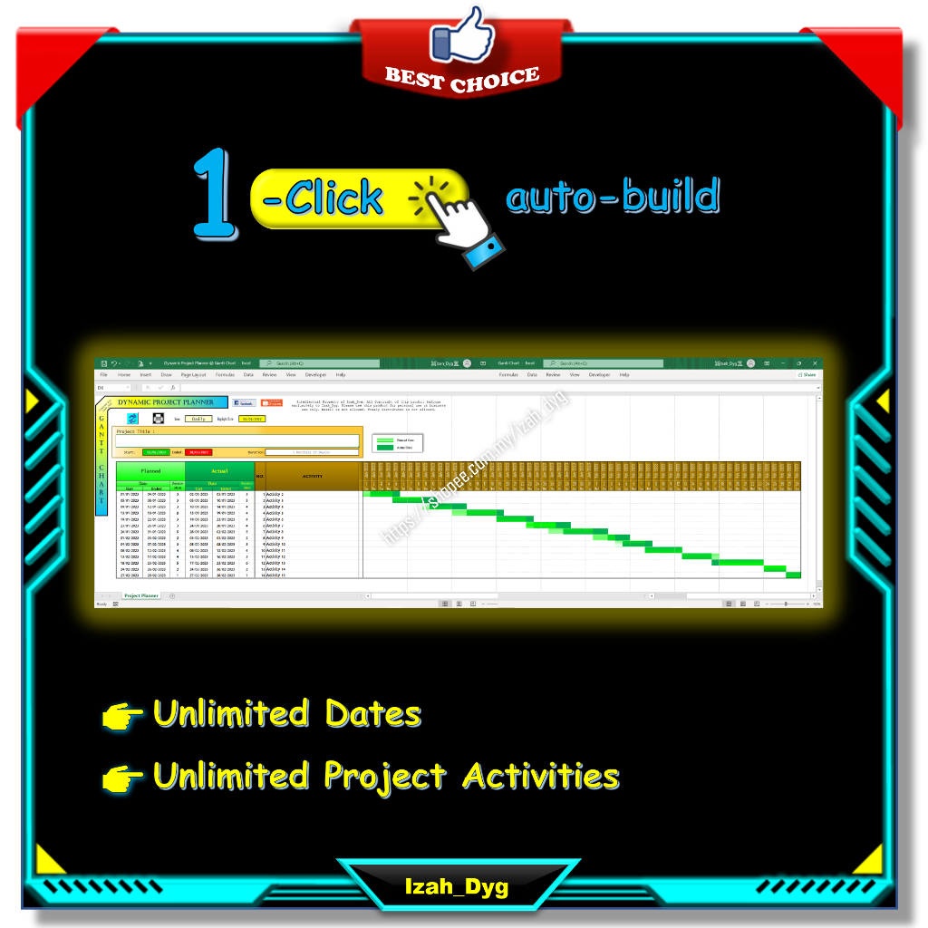 Dynamic Project Planner @ Gantt Chart Jadual Projek Jadual Kerja ...