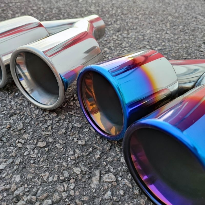 Exhaust Tip Double Tip SS304 3" 3.5" & 4" Polish & Titanium-Imported ...