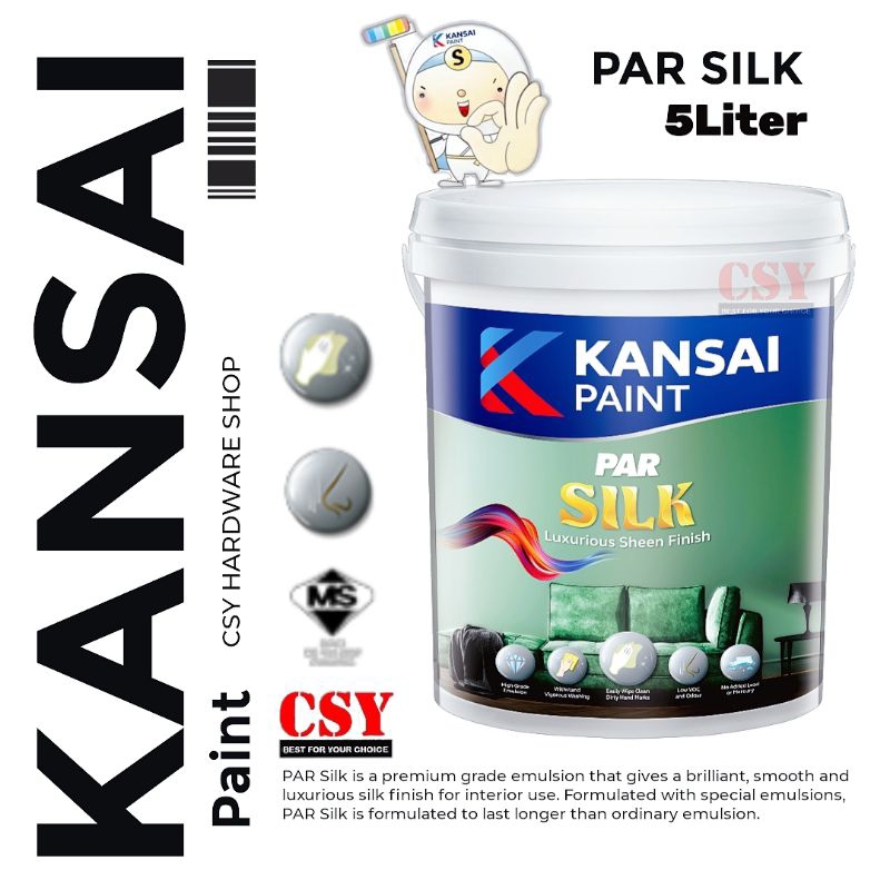 Kansai Par Silk 5Liter / Cat dinding Dalam kilat / Interior Paint sheen ...