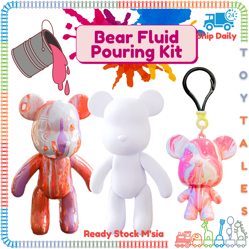 DIY Fluid Bear Brick Key Chain Set 🍭 Handmade Fluid Material Acrylic ...