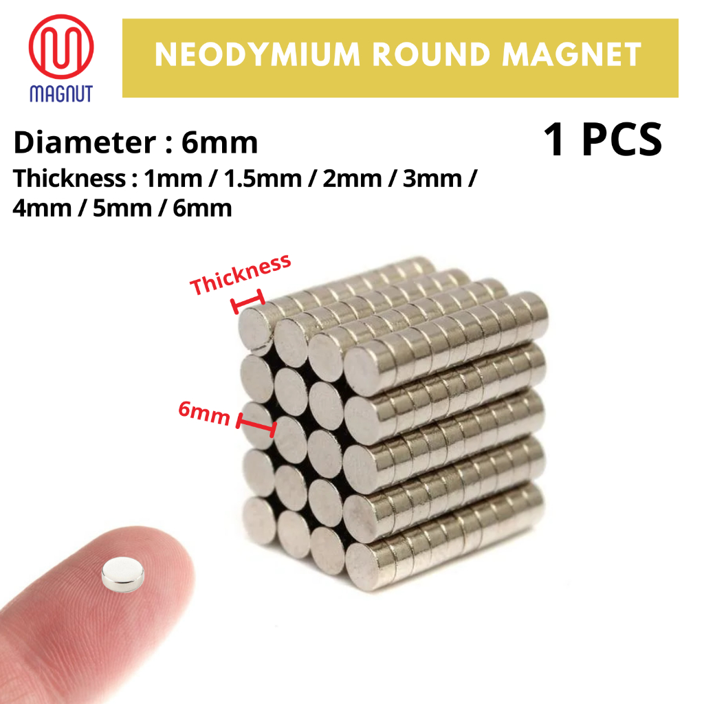 1pcs-6mm * 1mm/1.5mm/2mm/3mm/4mm/5mm/6mm Rare Earth Neodymium Round ...