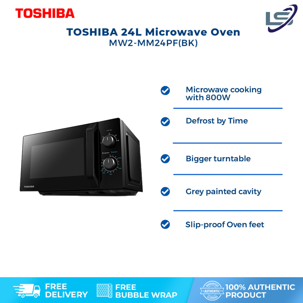 TOSHIBA 24L Microwave Oven MW2-MM24PF(BK) | Defrost by Timer | Bigger ...