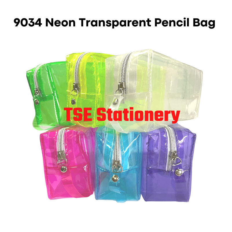 9034 Neon Transparent Pencil Bag Pencil Case Kotak Pensel | Shopee Malaysia