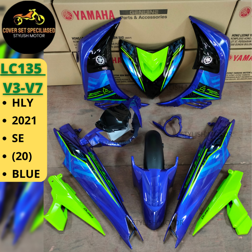 HLY ORIGINAL YAMAHA COVERSET LC135 V3/V4/V5/V6/V7 2021 SE (20) BLUE ...