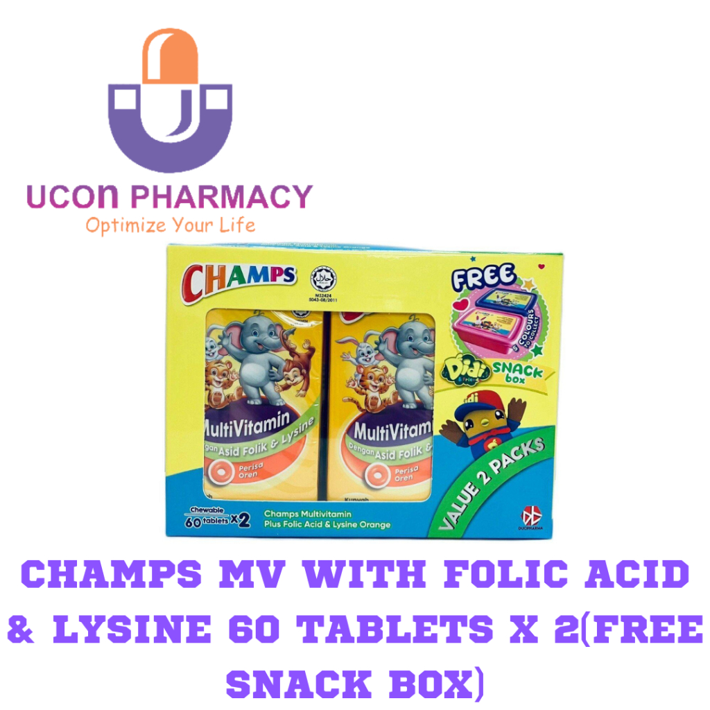 Champs Multivitamins with Folic acid & Lysine Orange Flavor (2x60's ...