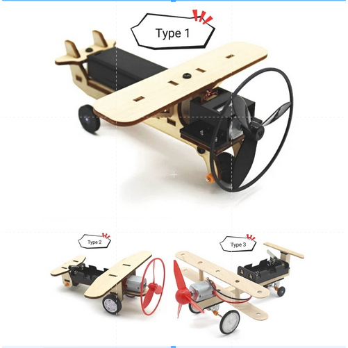 READY STOCK-STEM/STEAM-DIY Airplane Robotic Kids Science Kit Wooden 3D Model Battery Aeroplane ...