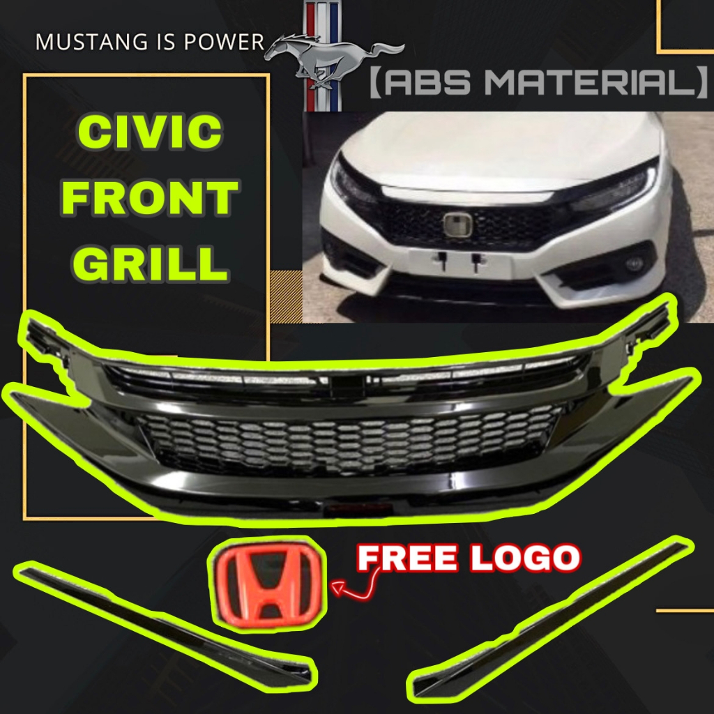 [ FREE LOGO ] HONDA CIVIC FC SI 2016-2020 FRONT GRILL ABS MATERIAL ...
