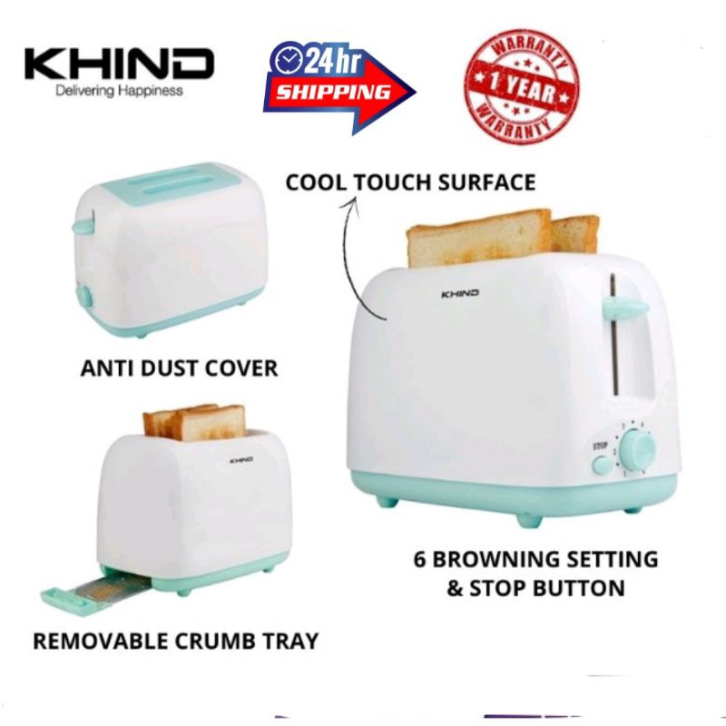 Khind Pensonic Elba Bread Toaster Cool Touch Plastic Body With Anti ...