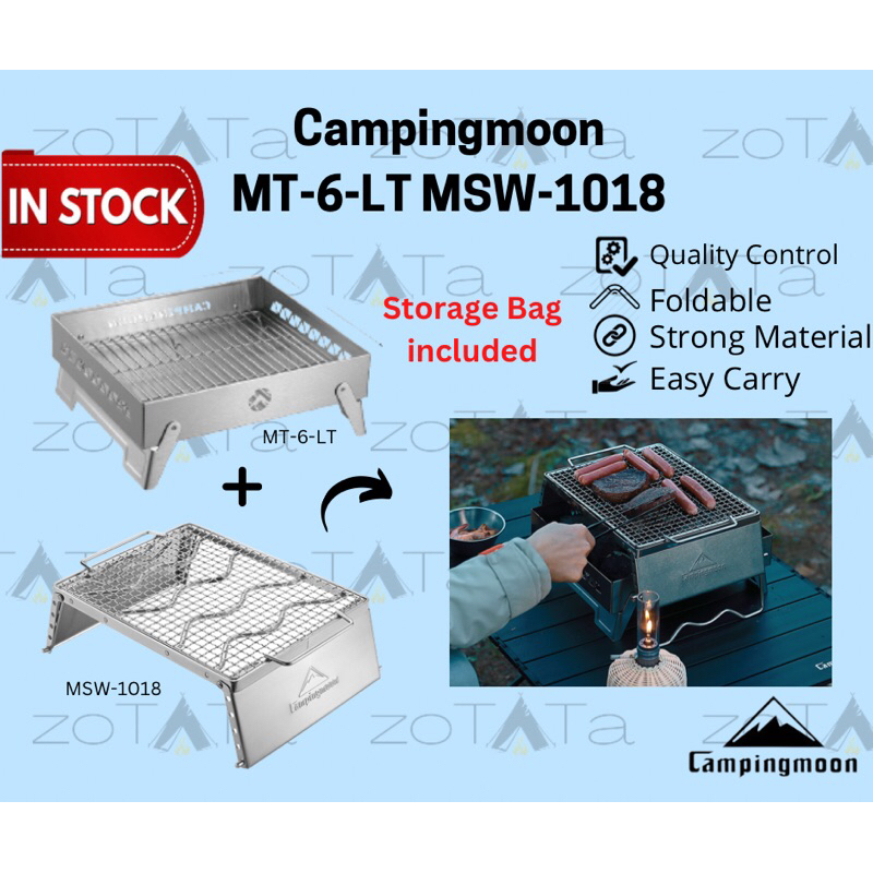 Campingmoon MT-6-LT & MSW-1018 Stainless Steel Brazier Portable Camping Picnic BBQ Charcoal ...