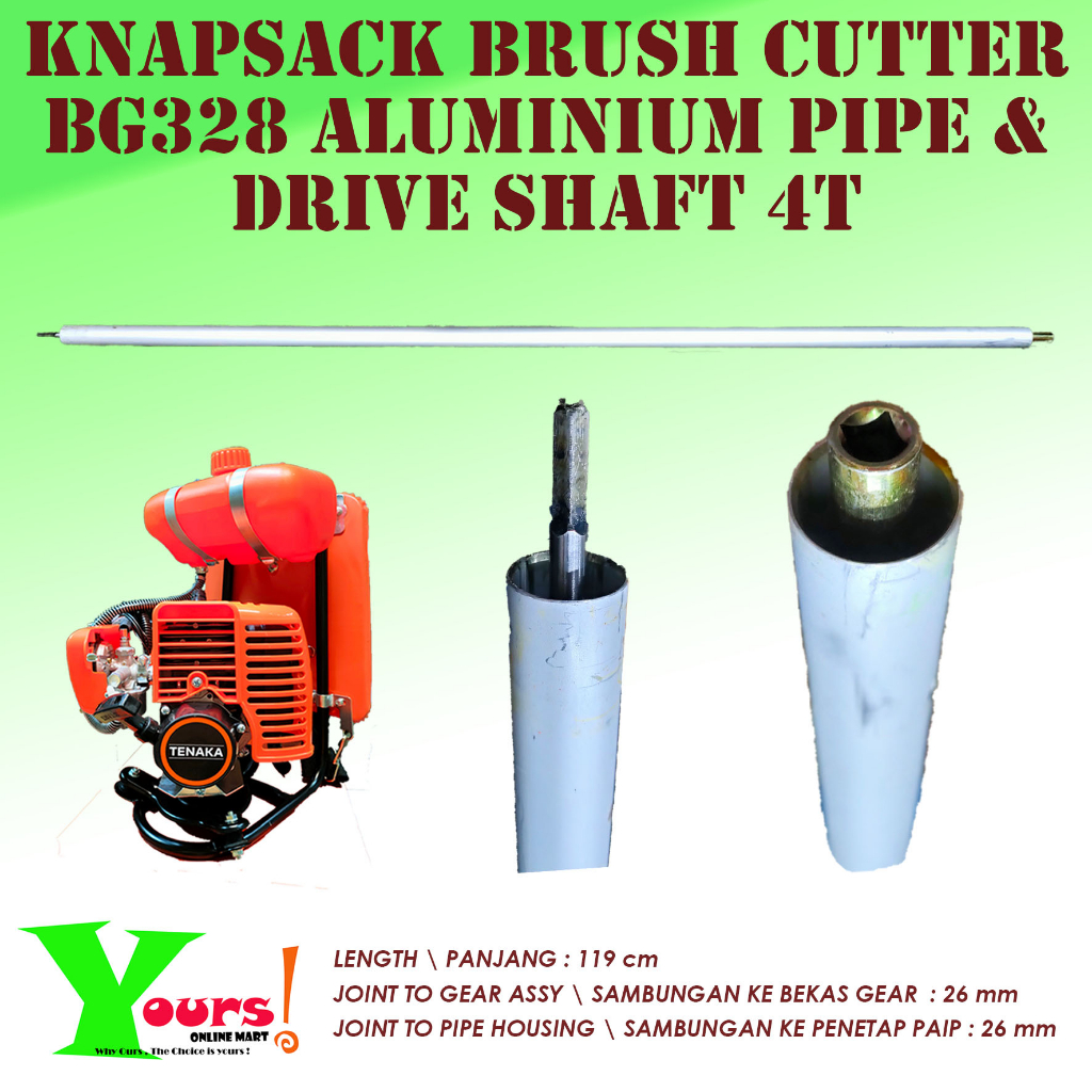 BG328 KNAPSACK ENGINE BRUSH CUTTER ALUMINIUM PIPE & DRIVE SHAFT \ PAIP ...