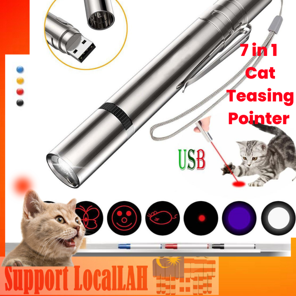 7 in 1 Rechargeable Laser Pointer Torch Light UV Flash Spot Red Lights ...