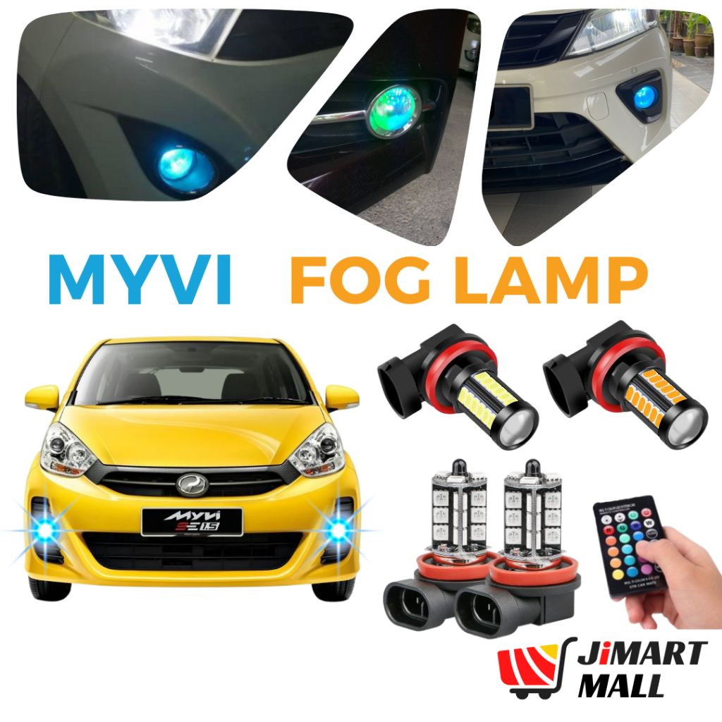 PERODUA MYVI 2 FOG LAMP LED BULB RGB Remote Color Lampu Spotlight Sport ...