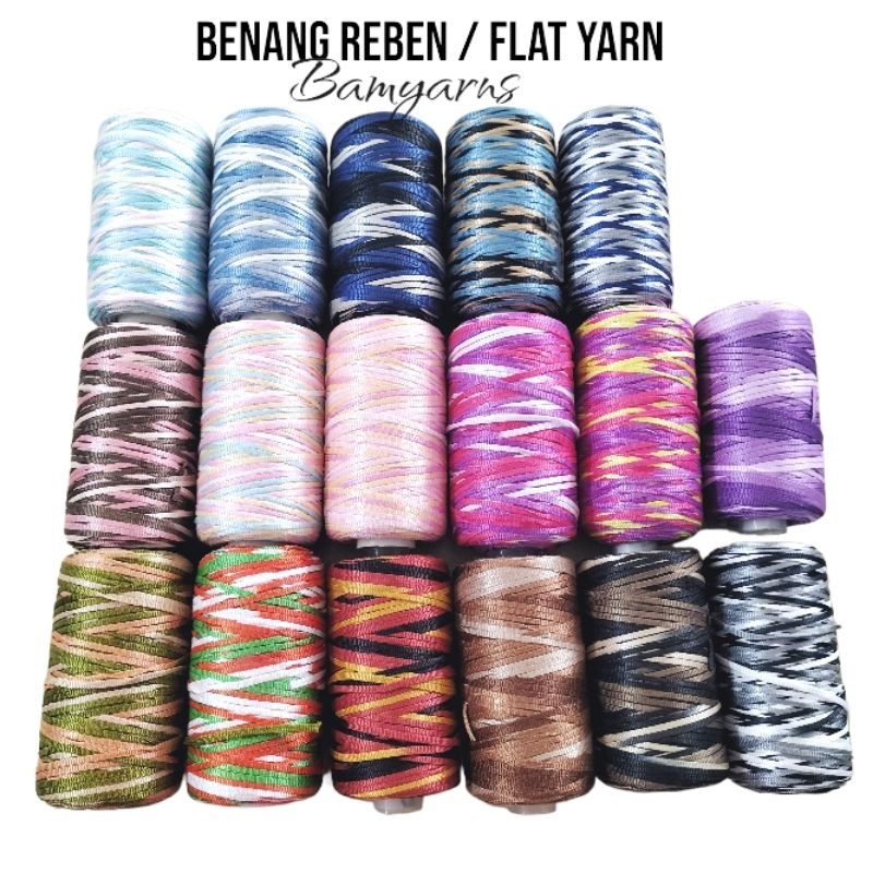 FLAT RIBBON YARN REBEN MIXCOLOR CROCHET KNITTING CLUTCH BAG WEAVING ...