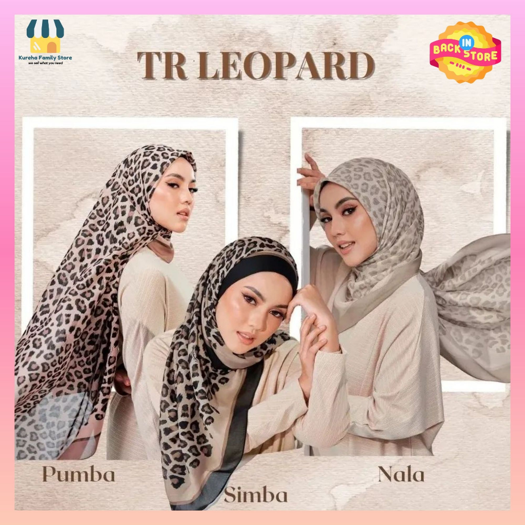 TUDUNGRUFFLE : Leopard Collection Tudung Bawal Senang Bentuk Cotton Printed Square Hijab Classic ...