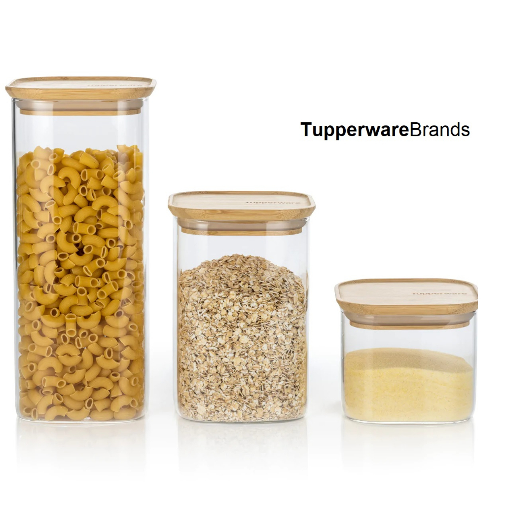 Tupperware Glass & Bamboo Storage Jar - 550ml 1.1L 1.9L | Shopee Malaysia