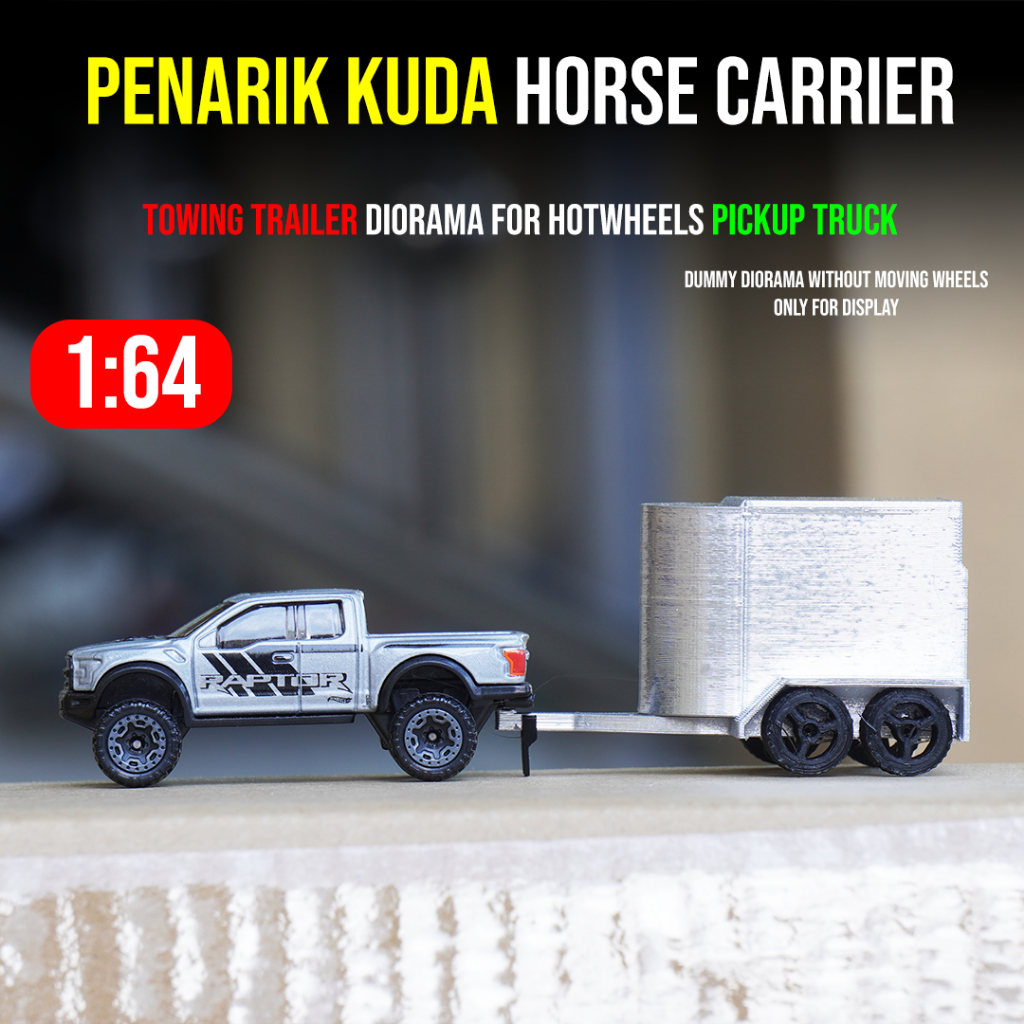 Penarik Kuda Horse Carrier Towing Trailer Diorama Pickup Truck 1/64 ...