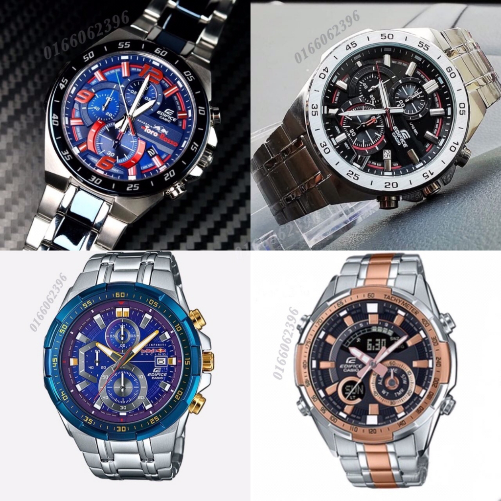 🇲🇾💯 Casio Edifice Chronograph Stainless steel & Leather Watch For Men ...