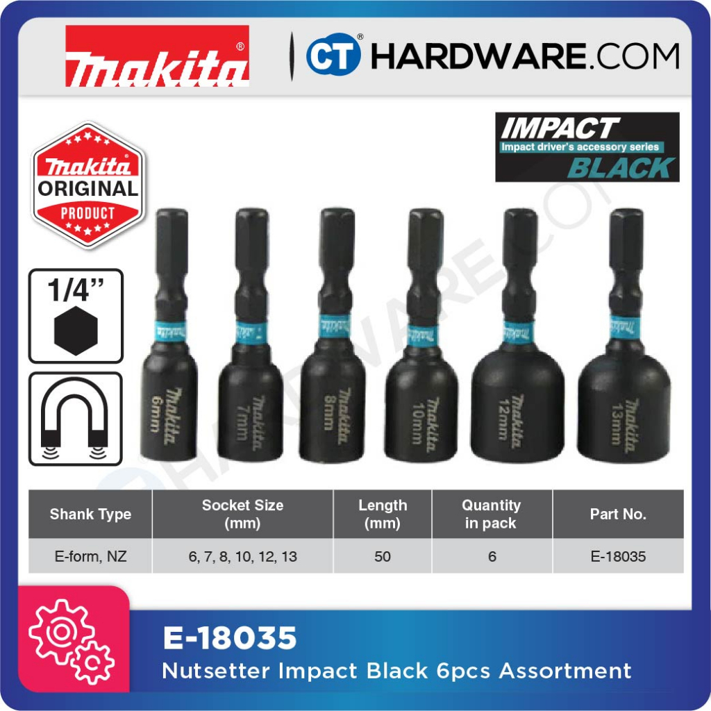 MAKITA E-18035 NUTSETTER IMPACT BLACK E-FORM, NZ SHANK TYPE | 50MM ...