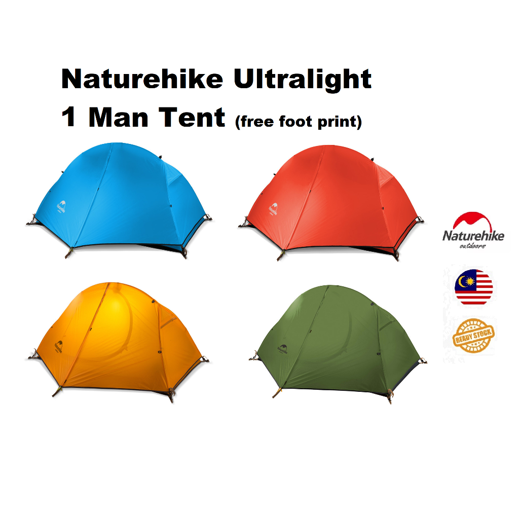 Naturehike 1 Person Tent With Footprint 2 Layer Lightweight PU3000-4000 ...