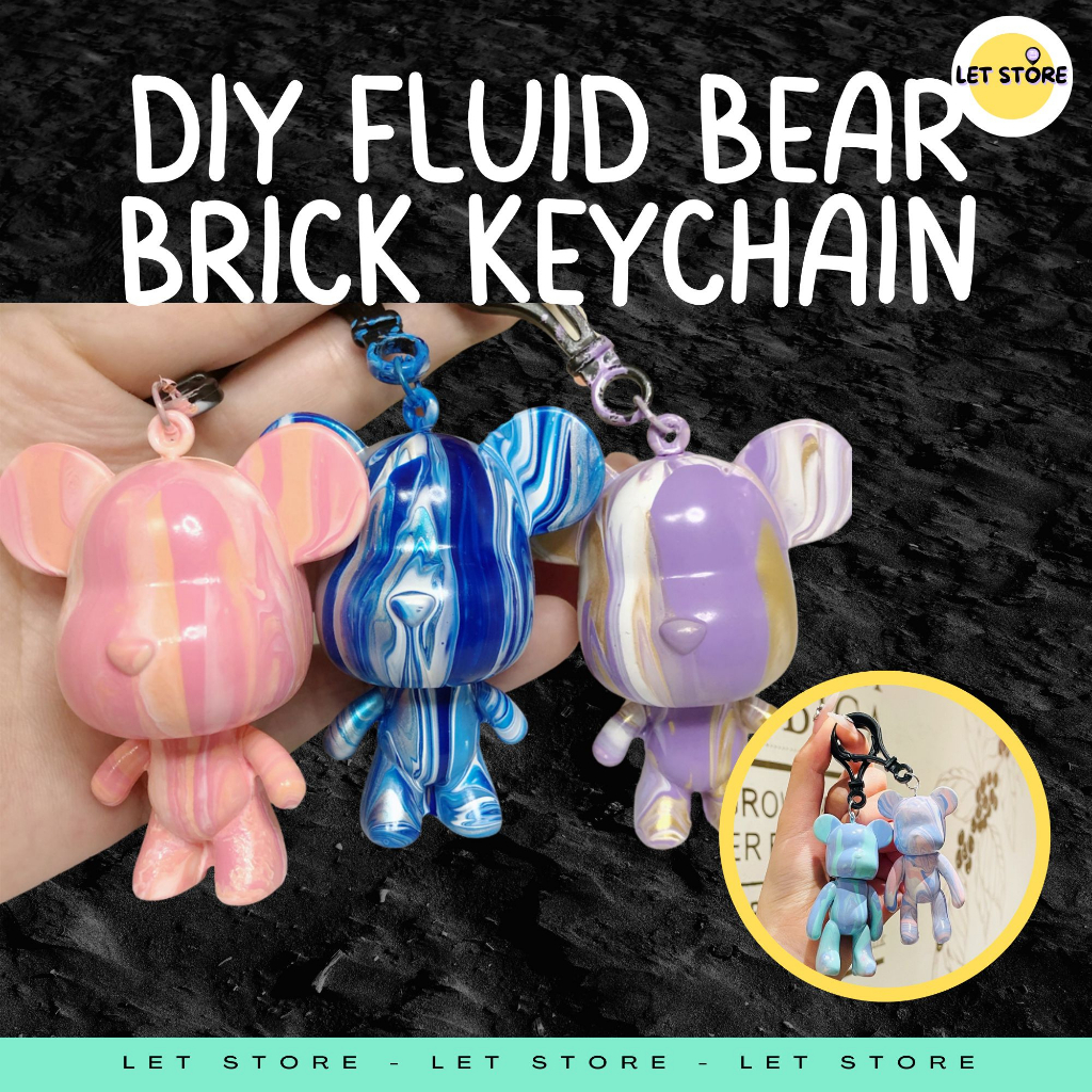 [DIY FLUID BEAR] Bearbrick Keychain DIY Kit Paint Bear Brick Liquid Art ...
