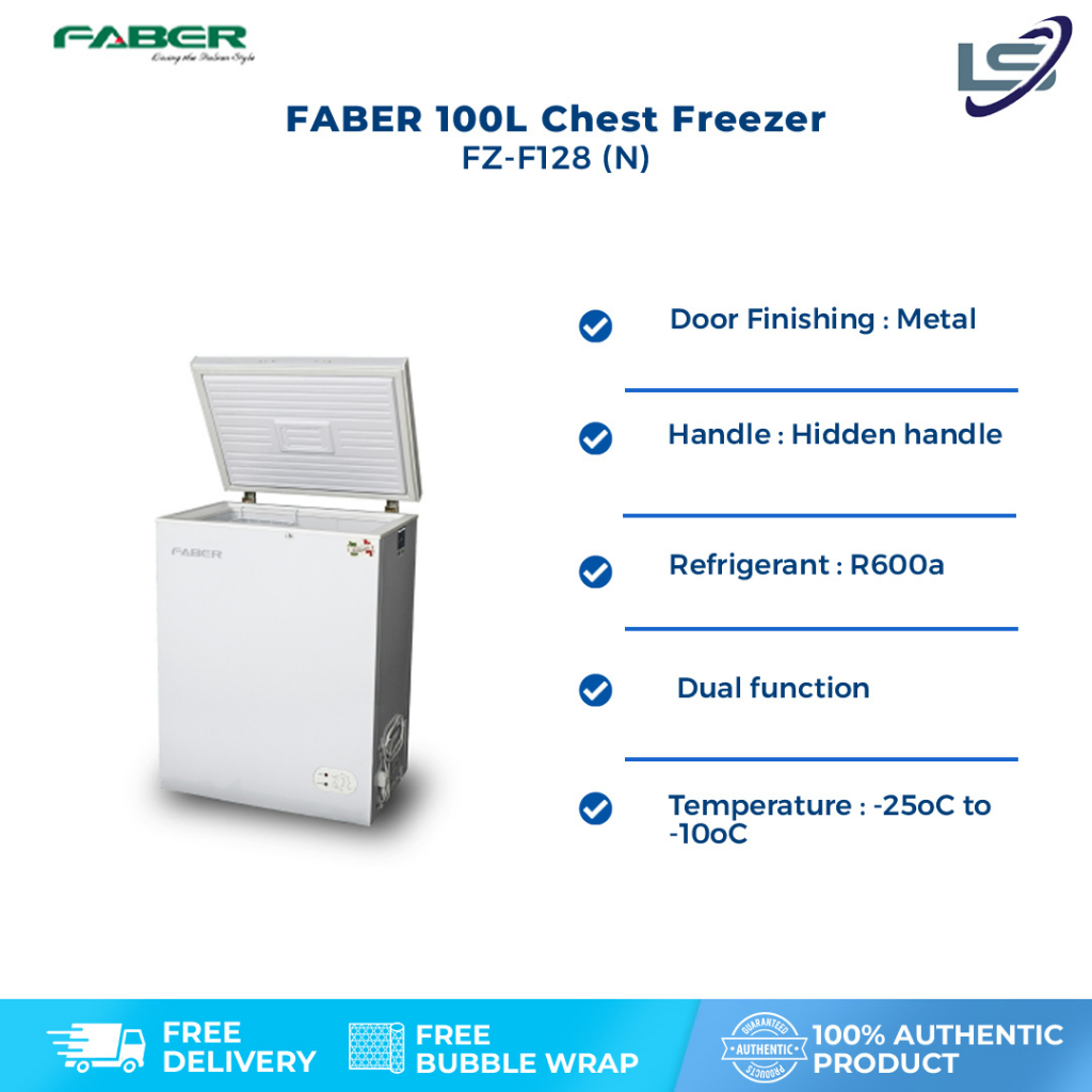 FABER 100L Chest Freezer FZ-F128 (N) | Dual Function | Come with Inner ...