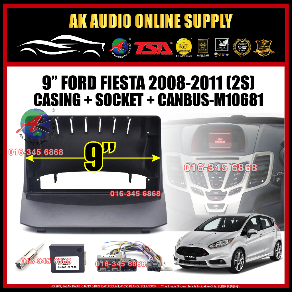 Ford Fiesta 2008 -2011 ( 2S ) Android 9” inch Casing + Socket With ...