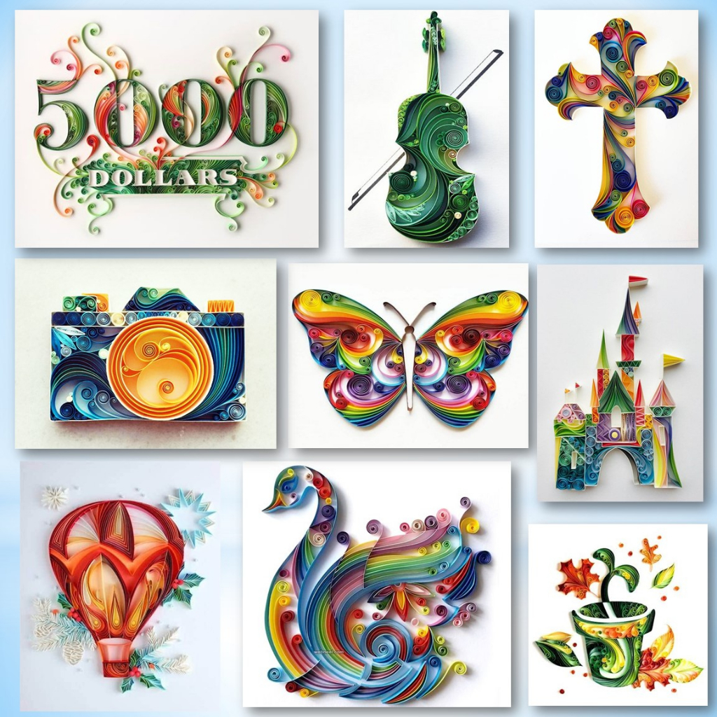 DIY Quilling paper design template outline A4 size 300g cardboard 衍纸线稿图 ...