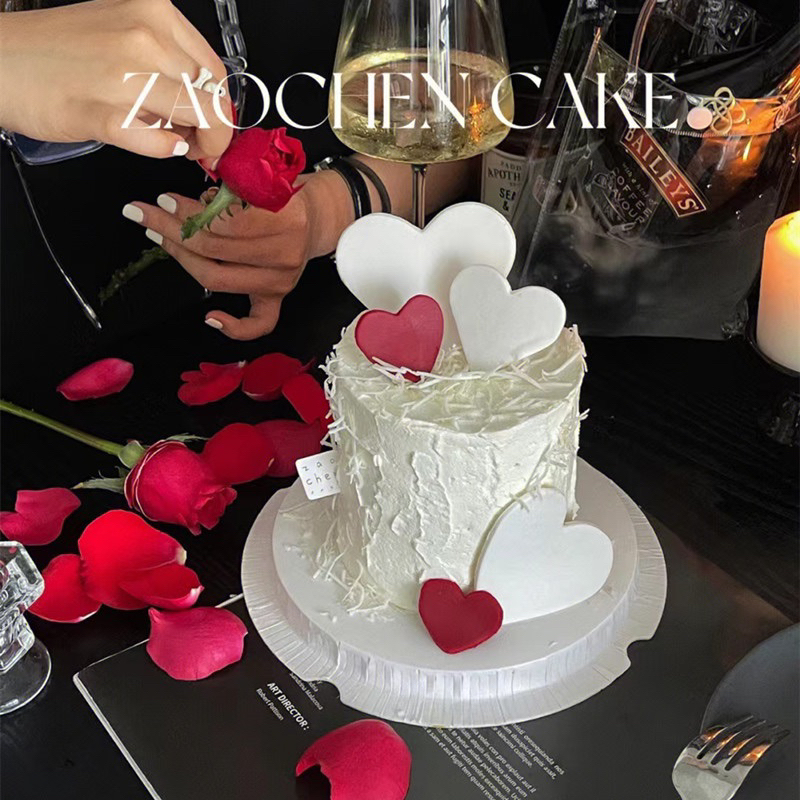 Valentine's Day Cake Decoration Acrylic Heart Cake Topper Heart Acrylic ...