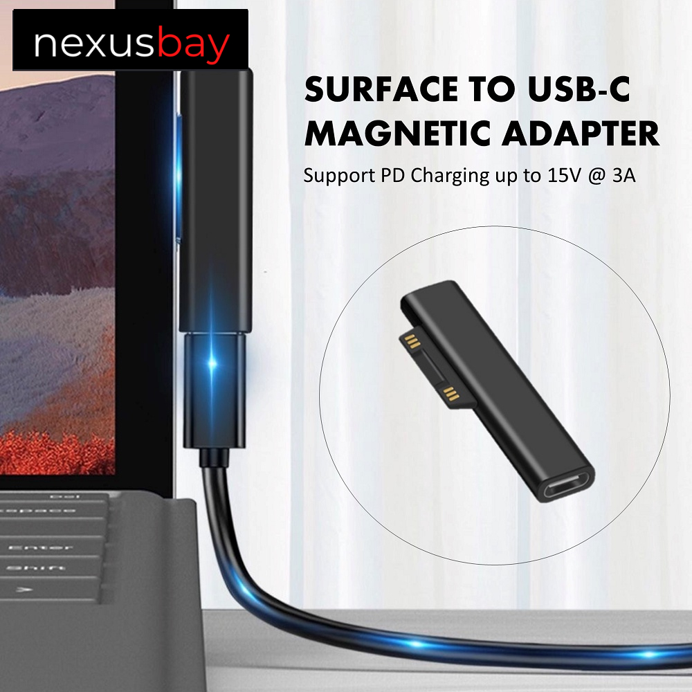 Surface to USB-C Magnetic Charging Adapter support PD 15V 3A 45W Compatible Surface Pro Surface ...