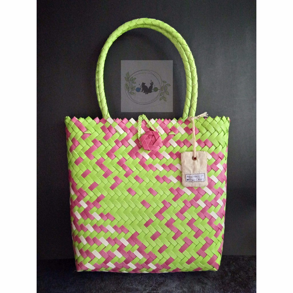 📍Ready stock!! 💥Limited stock!!🏷️(green/pink)Bakul anyaman tali plastik ...