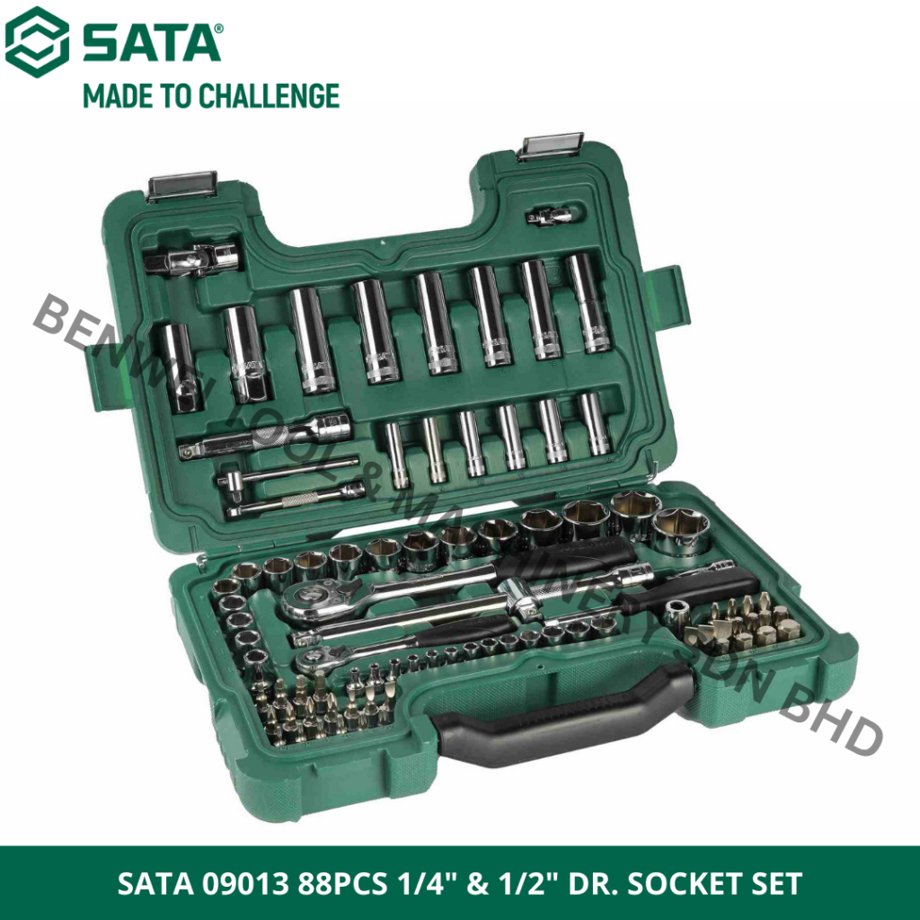 (ND) SATA 09013 88PCS 1/4" & 1/2" DR. SOCKET SET / SATA TOOLS BOX ...